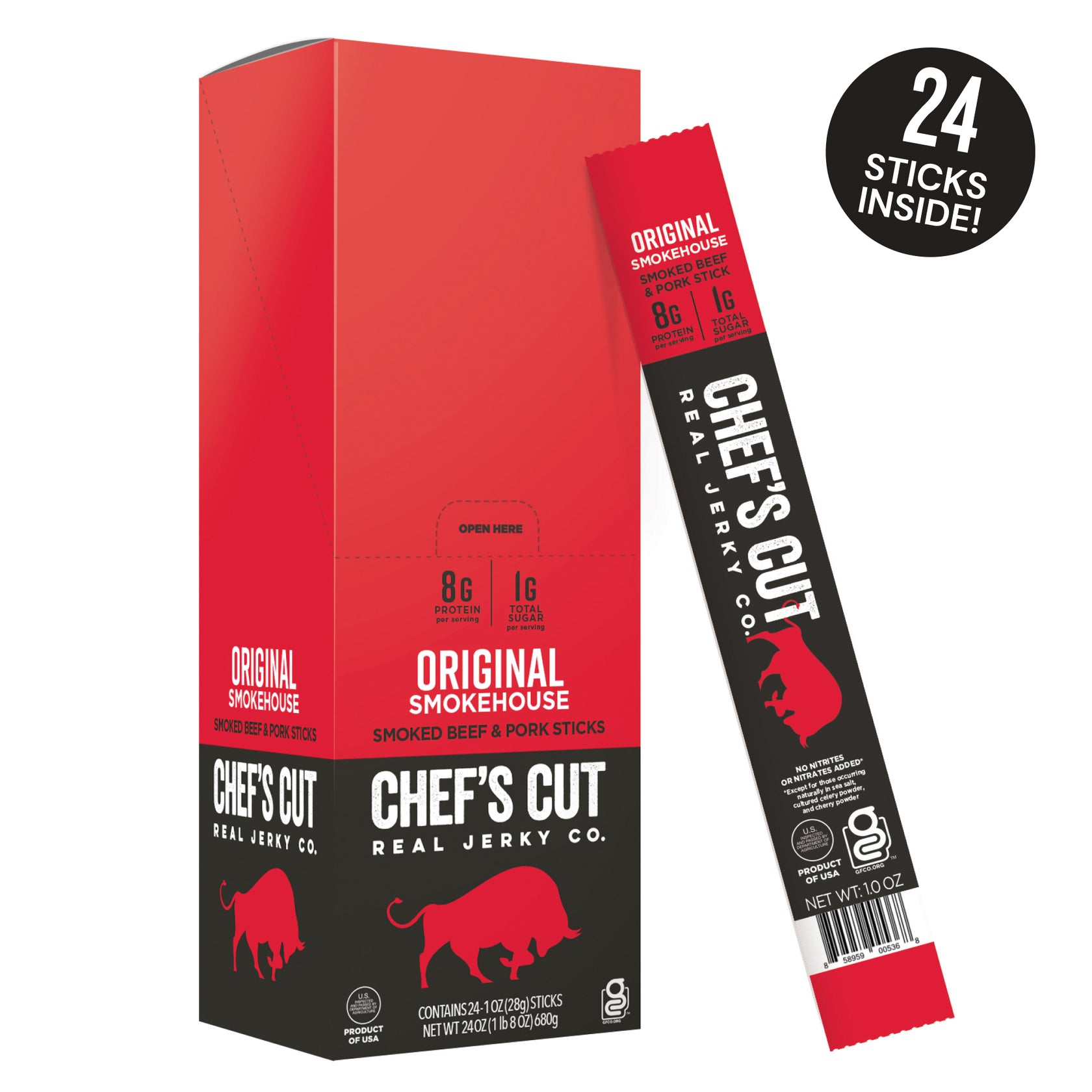 Beef & Pork Snack Sticks, Original Smokehouse – Chef’s Cut Real Jerky Co.™